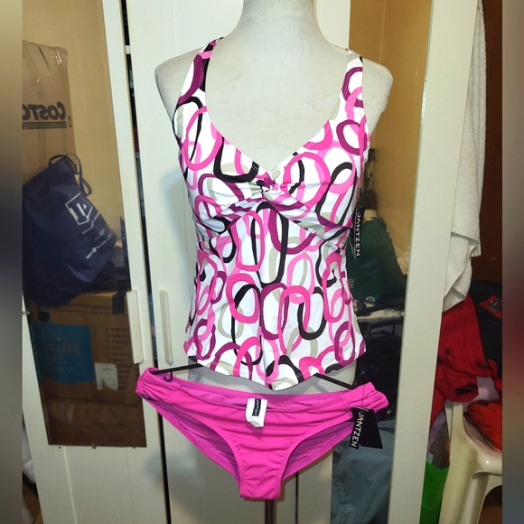 Jantzen | Swim | New With Tags Jantzen Tankini Top Pink And White ...